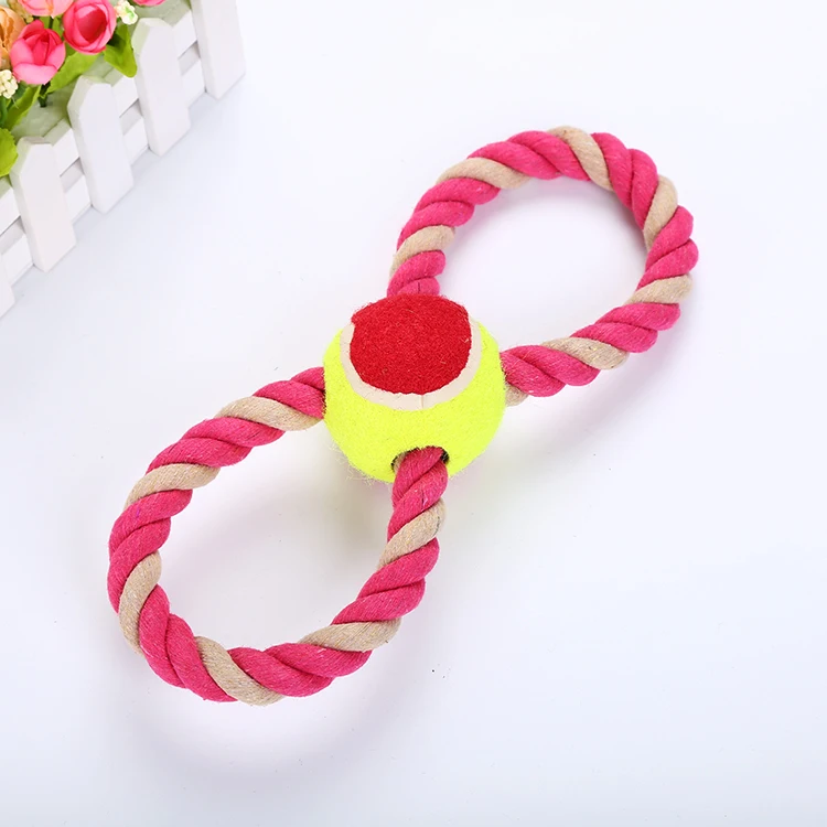 Wholesale Figure 8 Rope Toy with Tennis Ball Dog Chew Rope Toy Pay with ...