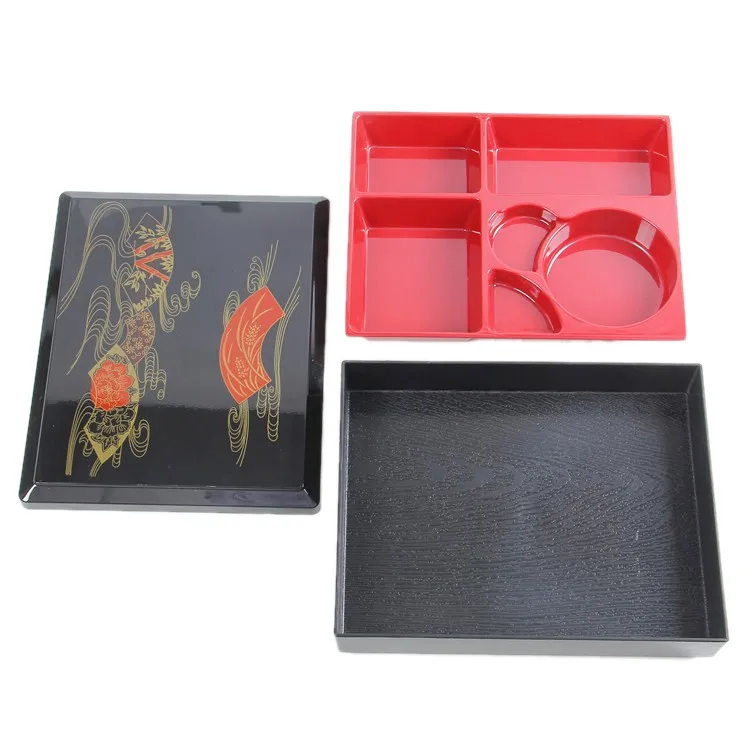 2020 Japanese Traditional Black & Red Lacquerware Bento Box