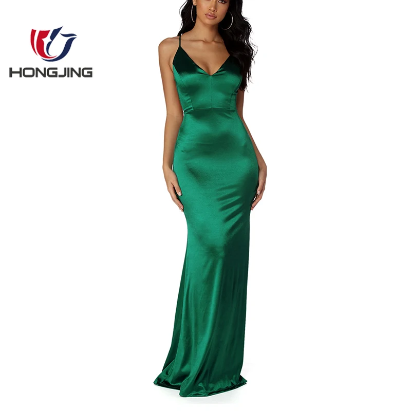 Women Formal Ruched Satin Plunging V Neck With Padded Cups And Narrow