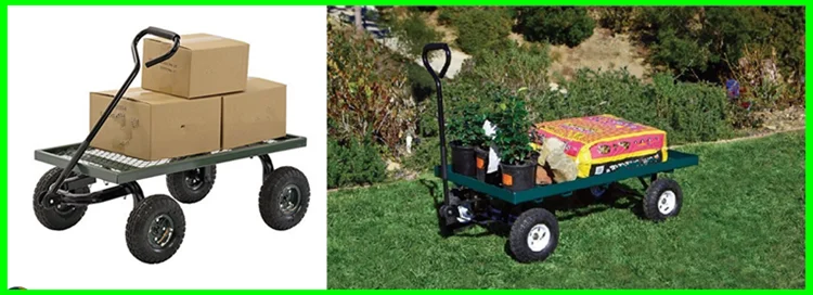 Steel Flatbed Utility Cart With Padded Pull Handle And 10-inch ...