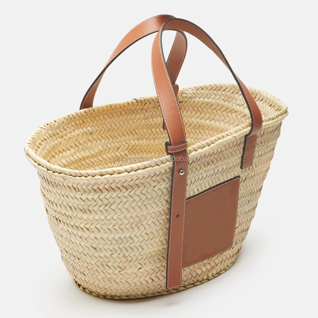 Custom Handmade Woven Large Capacity Straw Bag Women's Basket Bag With ...