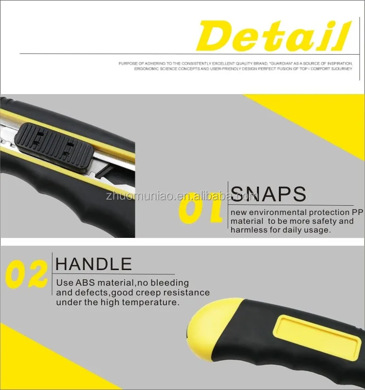 Auto Lock Heavy Duty Steel 18MM Snap-off Blade 100 Pack Reload Utility Knife Retractable Utility ...