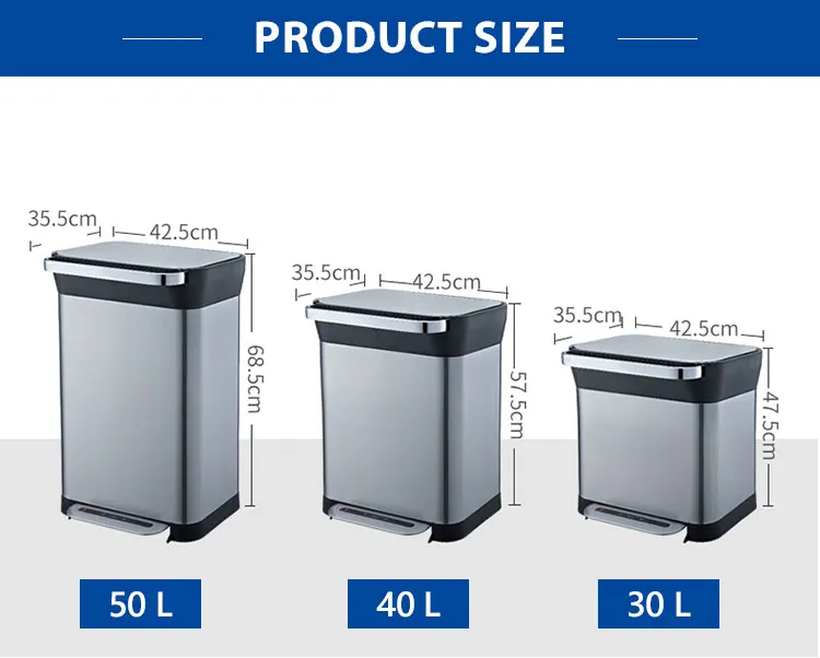 40l Compactor Trash Can Trash Compression Trash Can Stainless Pedal Bin ...