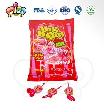 28g Round Xxl Strawberry Bubble Gum Big Bom Lollipop - Buy Big Bom ...