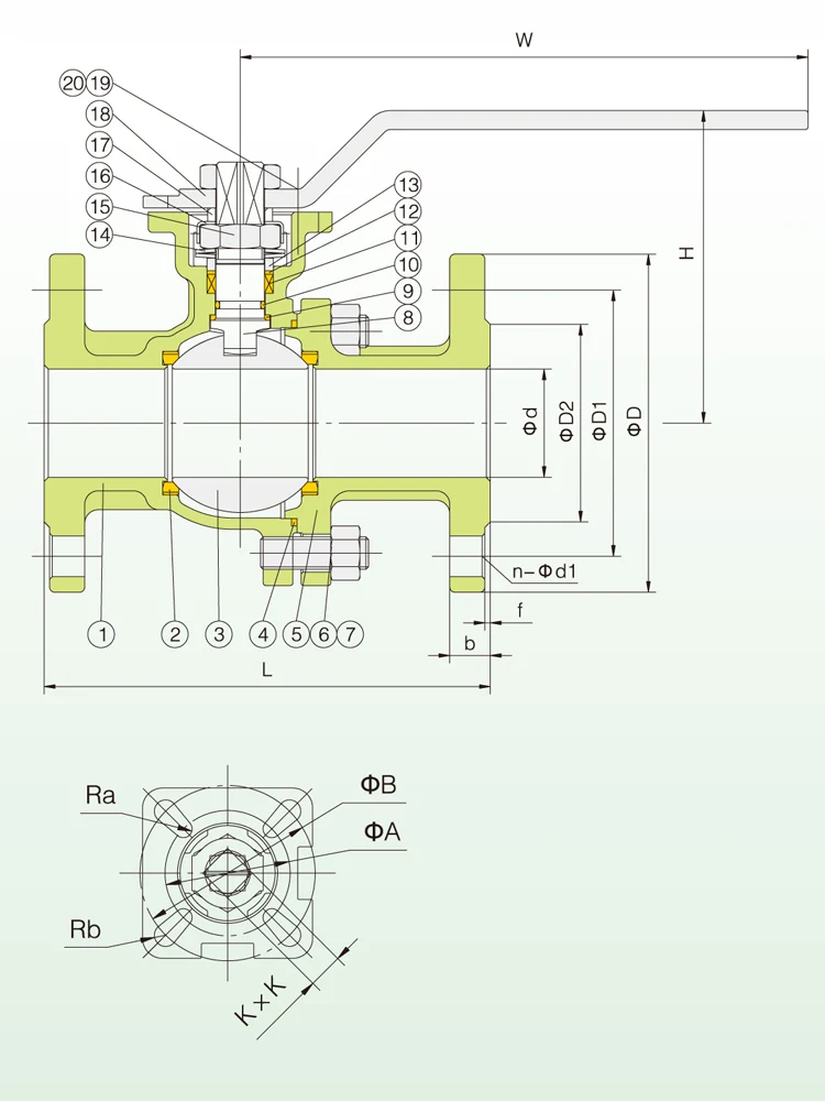 6 Inch 2 Pcs Ball Valve With Direct Mounting Pad Flange Ball Valve Gb ...