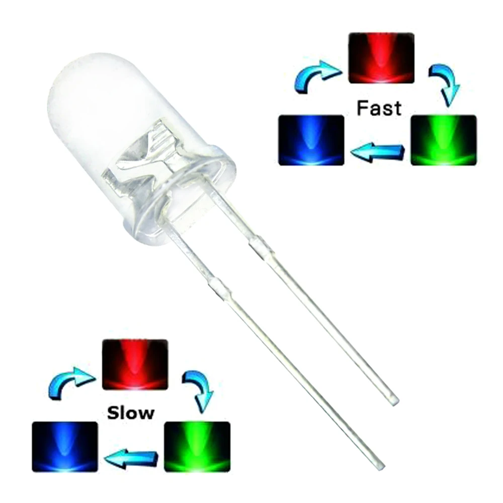 5mm Fast/slow RGB Flash LED - Multi Color Light Emitting Diode
