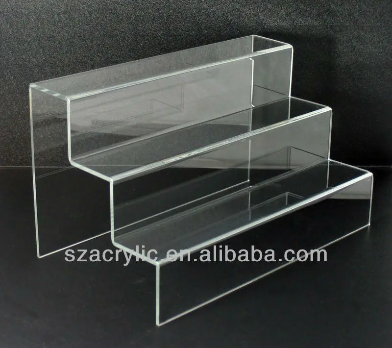 De tres niveles transparente acrilico escalera paso display-Estantes de ...