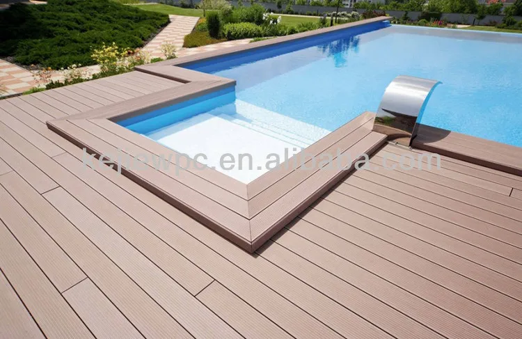 Wood Grain Swimming Pool Decking Floor Exterior Board WPC Material Peat ...