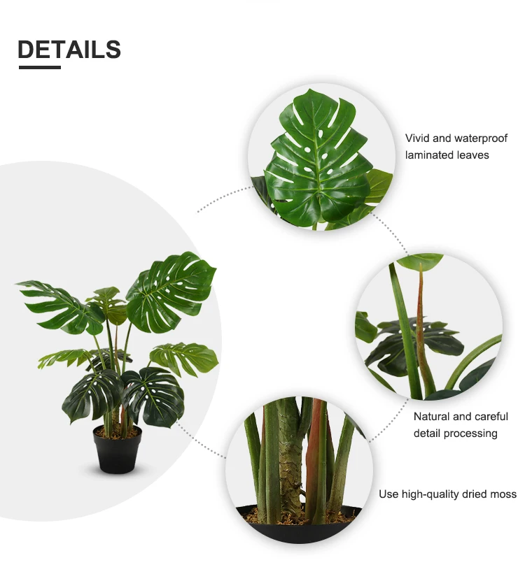 80cm Vivid Artificial Bonsai Plastic Monstera Tree