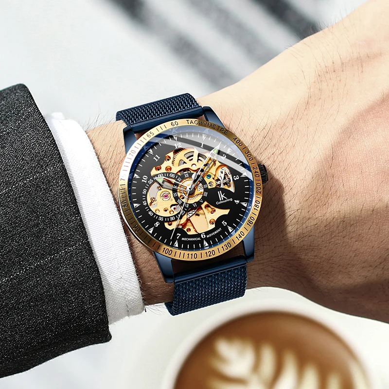 IK COLOURING 98226G Skeleton Luxury Automatic Mechanical Watch - Men's ...