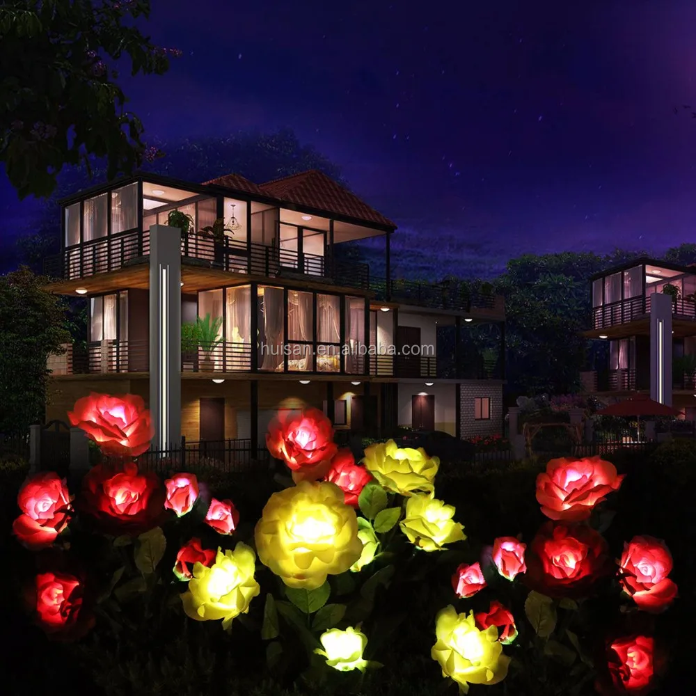 Hot Selling 3 Led Rose Flower Landscape Led Rose Lights Lasmp Stake For ...