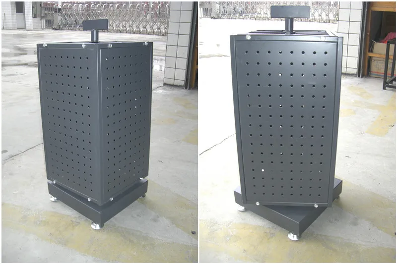 Retail Product Metal 4 Sides Pegboard Spinner Counter Top Display Rack