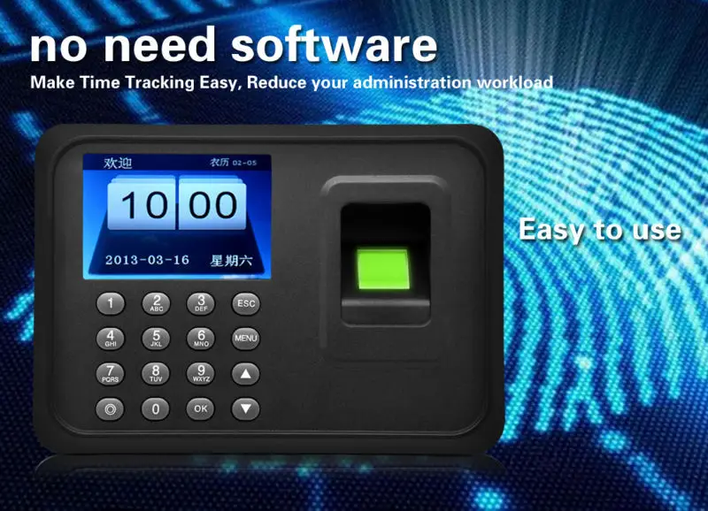 Office Biometric Fingerprint Scanner With Time Recording A6 Fingerprint ...