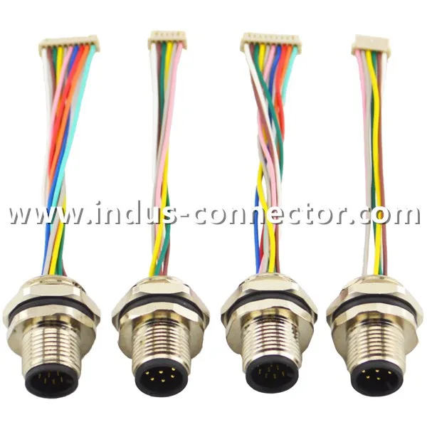 Pcb Type Rear Panel Mount Connector M12 12 Pin With Hirose 12 Pin 3d ...