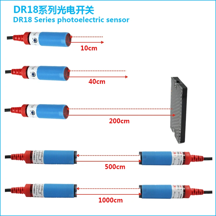 DR18 Series M18 Photoelectric Sensor - Reliable DC Detection