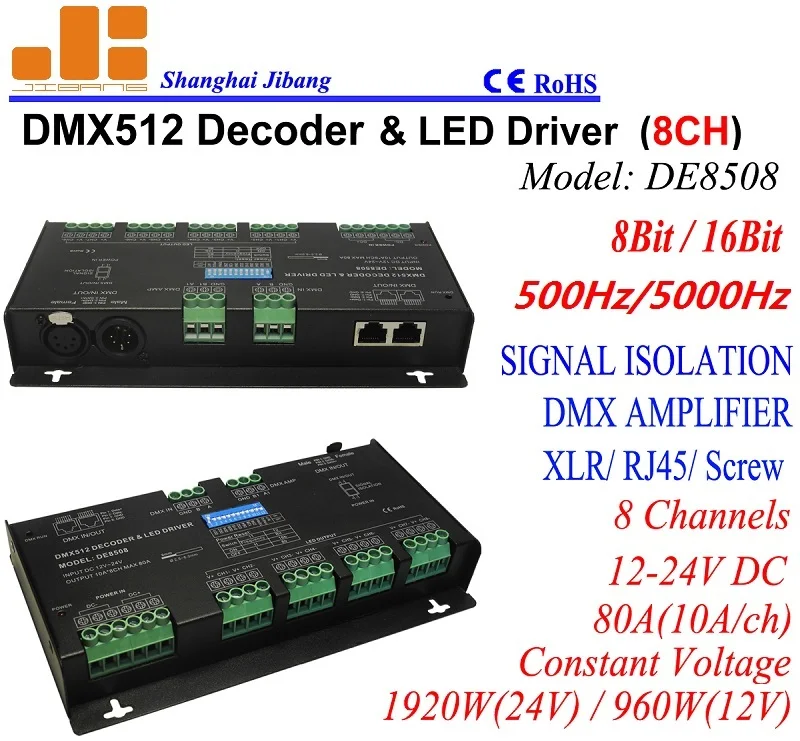 High Frequency 10ax8ch DMX512 Decoder - Constant Voltage PWM