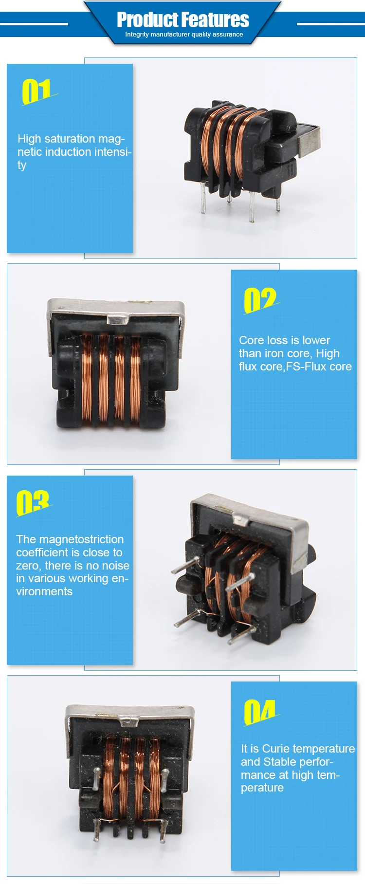 4 Pin Ferrite Core Coils Transformer Electronic Choke Uu9.8 Common Mode ...