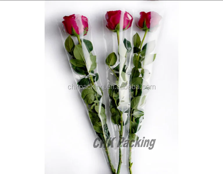 Bopp Transparent Single Rose Plastic Sleeve/ Flower Wrapping Sleeve ...