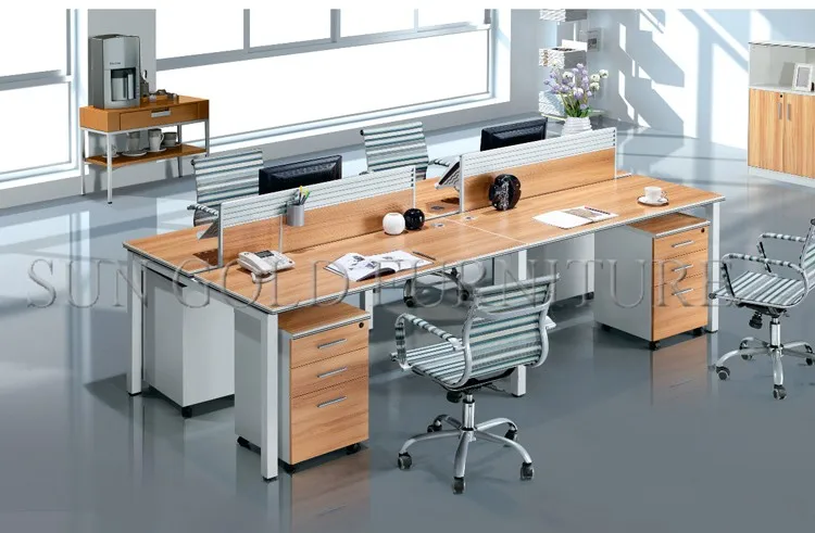 High End Modern Office Cubicles Workstation Modular 3 Person Desk With ...
