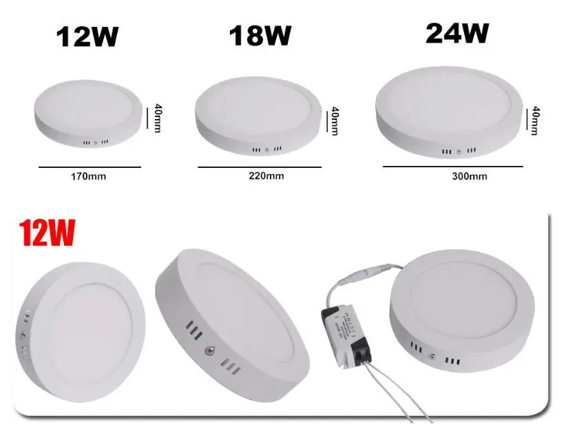 3w/6w/12w /18w Round Surface Mounted Panel Warm White 3000k Dimmable ...