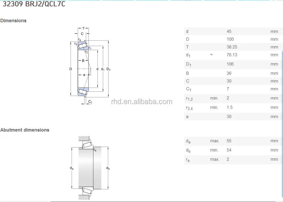 32309 Tapered Roller Bearing 32309b Bearings - Buy 32309,32309 Bearing ...