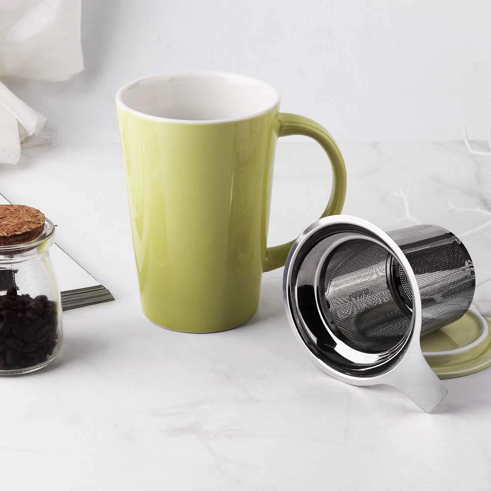 Tea Infuser Mug With Lid -loose Leaf Tea Cup With Infuser,Coaster,Fresh ...
