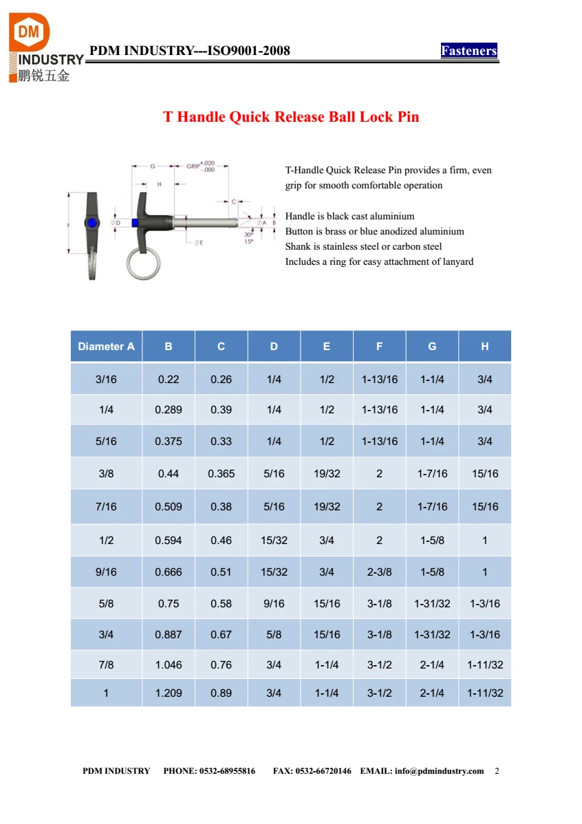 T Handle Quick Release Ball Lock Pin With Lanyard - Buy Ball Lock Pin ...