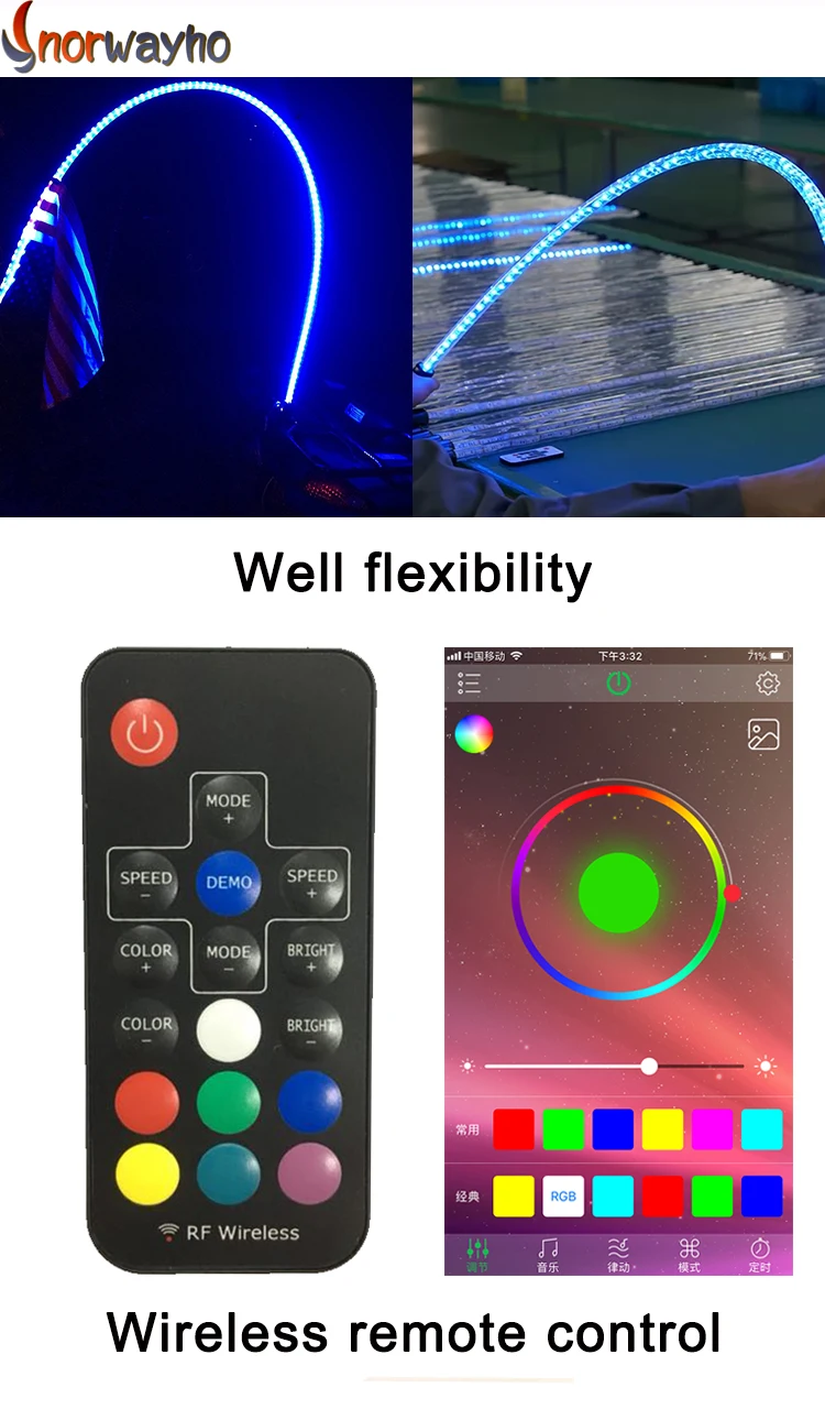 Whosale Hot Selling Rgb 4ft Multi-color Antenna Buggy Whip Flag For Atv ...