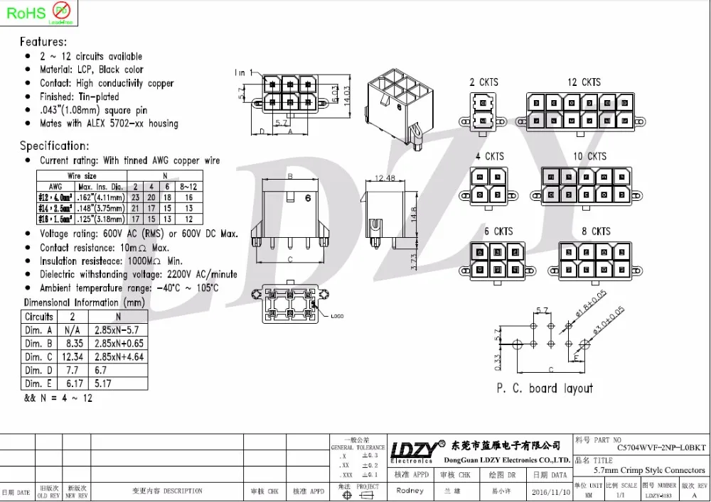 0768250010 Molex Connector 10pin Mega-Fit Connector - LDZY