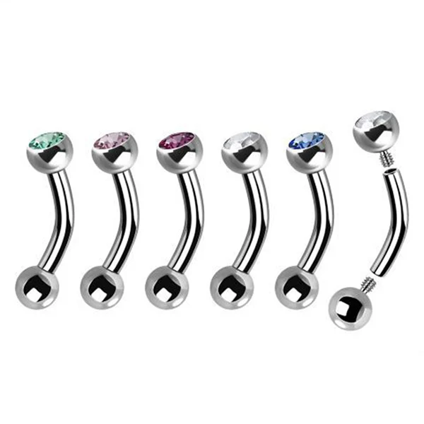 ASTM F136 Titanium Internal Threaded Piercing Single Jeweled Curved ...