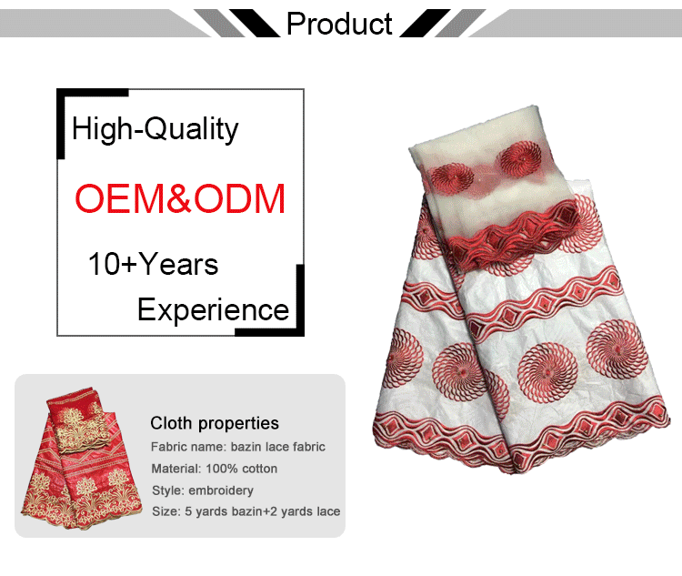 H & D Top Alibaba China Price 5 African Bazin + 2 Bridal Lace Fabric ...