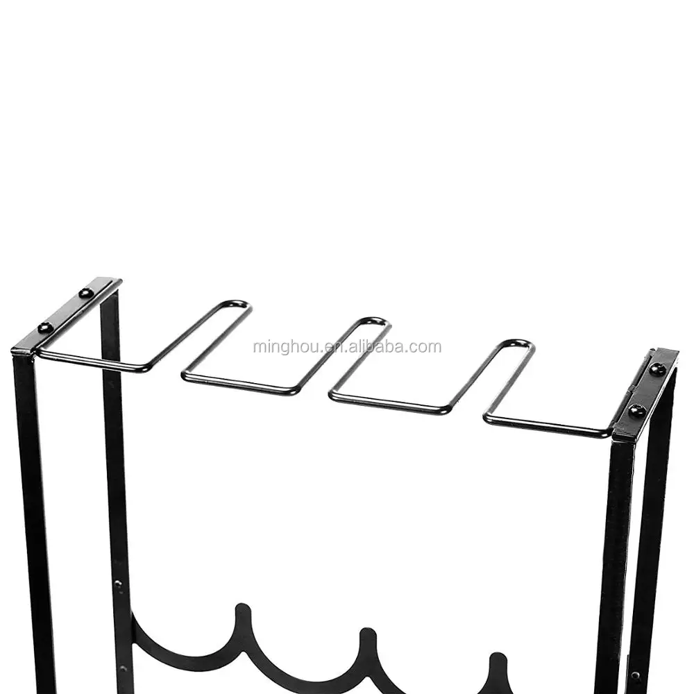 8 Bottle Floor Standing Countertop Metal Wire Wine Rack With Wine Glass ...