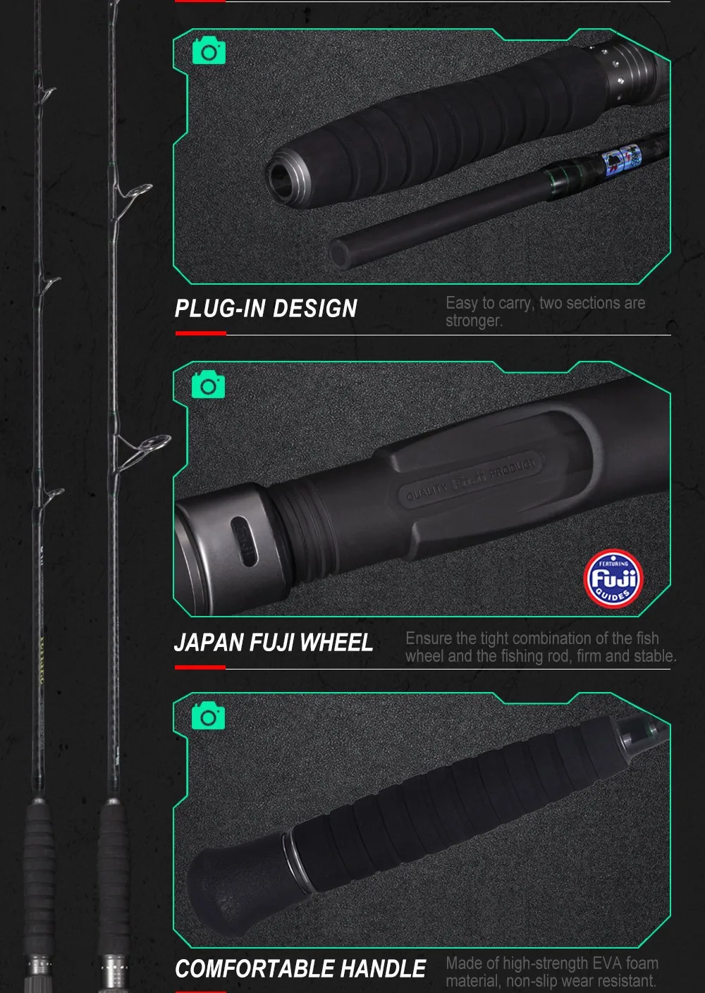 Carbon Casting Fishing Rod - Lurekiller 1.75m Jigging Rod