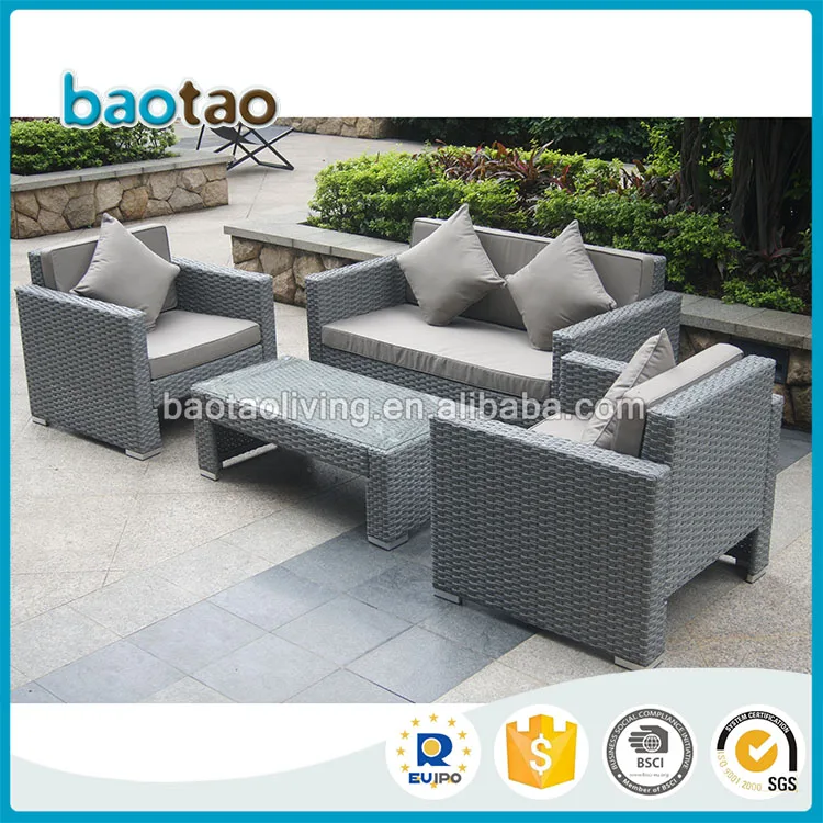 Plastic Rattan Wicker Sofa Set Kd Structure. Classic Style Patio Sofa ...