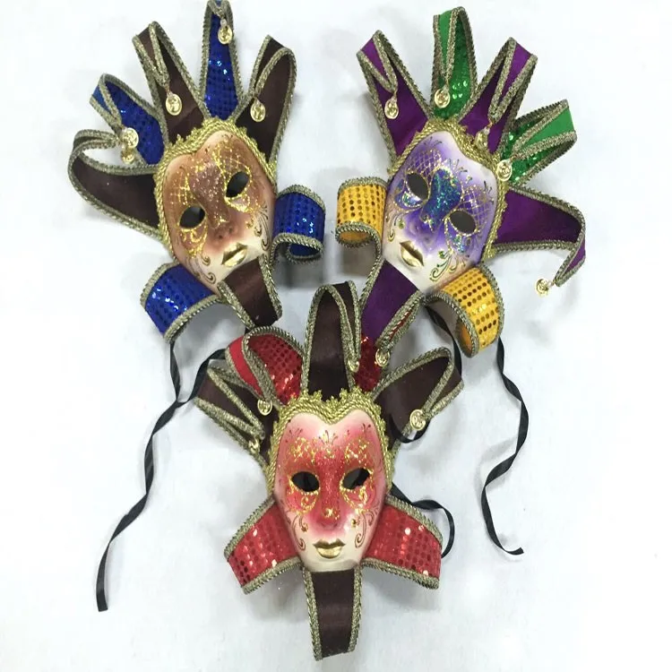 Rare Venetian Masquerade Ball Costume Party Jolly Jester Full Face Mask ...