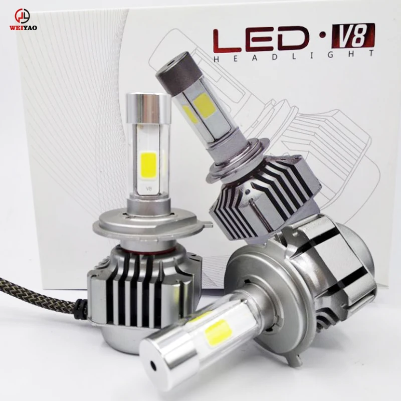 Weiyao Led Headlight V8 H4 Bulbs Dual Hi/low Beam Led Headlight For ...