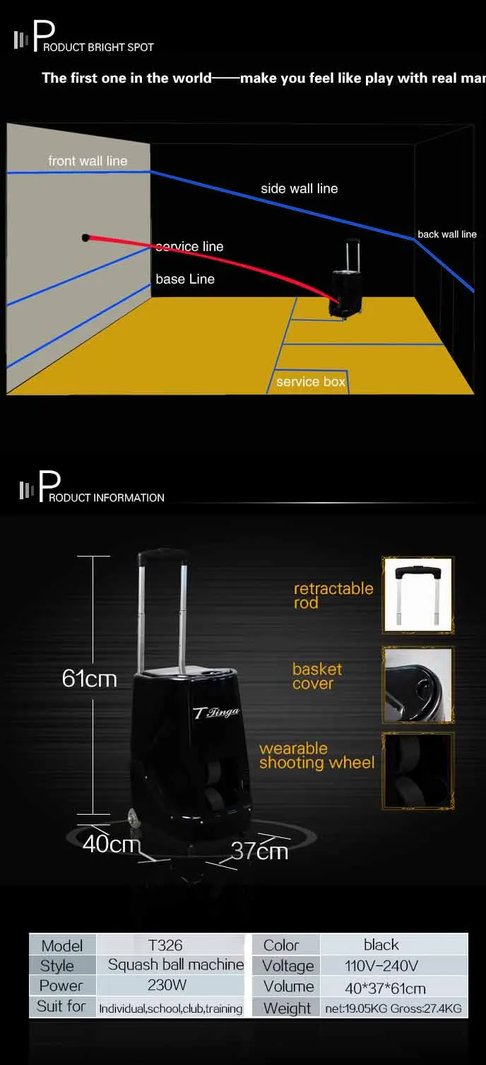 SIBOASI Model T336 Squash Ball Shooting Machine - Fast & Reliable