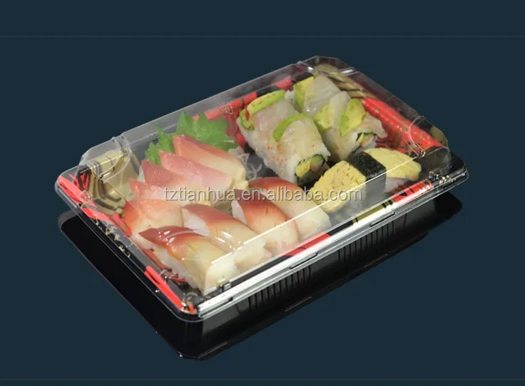 Antifog PS Rectangular Plastic Sushi Packaging Box Sushi Take Out ...