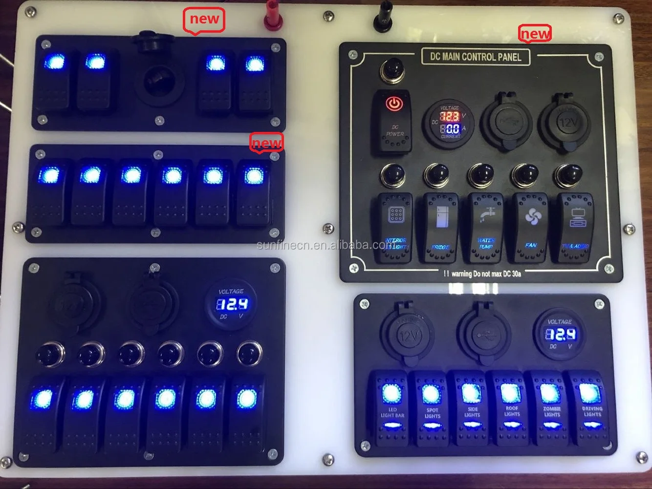 Arine Boat Rv Dc 12v Input 5 Pin Blue Led On-off With 4.8a Usb Socket ...