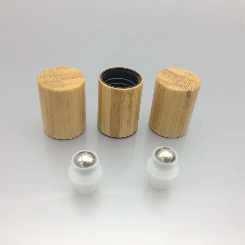 Roll-on Bamboo Wood Roller Ball Bottle Caps Round Bamboo Wooden Cap ...