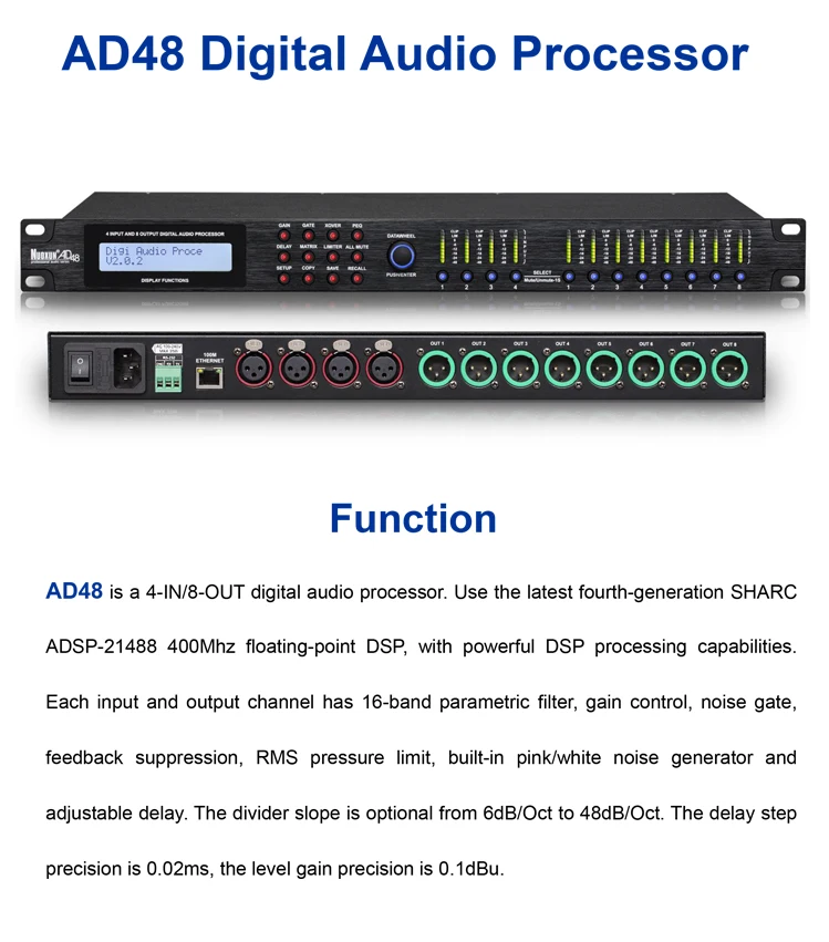 4X8 Audio Processor - Professional Digital DSP Sound System
