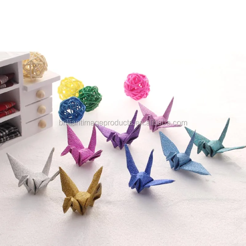 Glitter Paper Origami Cranes Garland Ornament Handmade Diy With ...