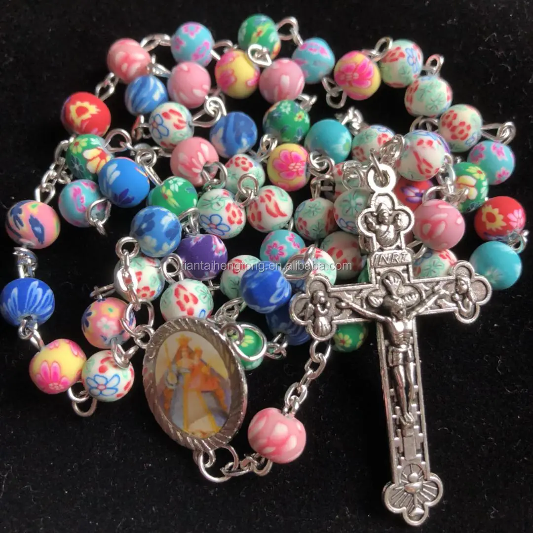 6mm Plastic Bead Rosary With Rubber Centerpiece and Jesus Cross ...