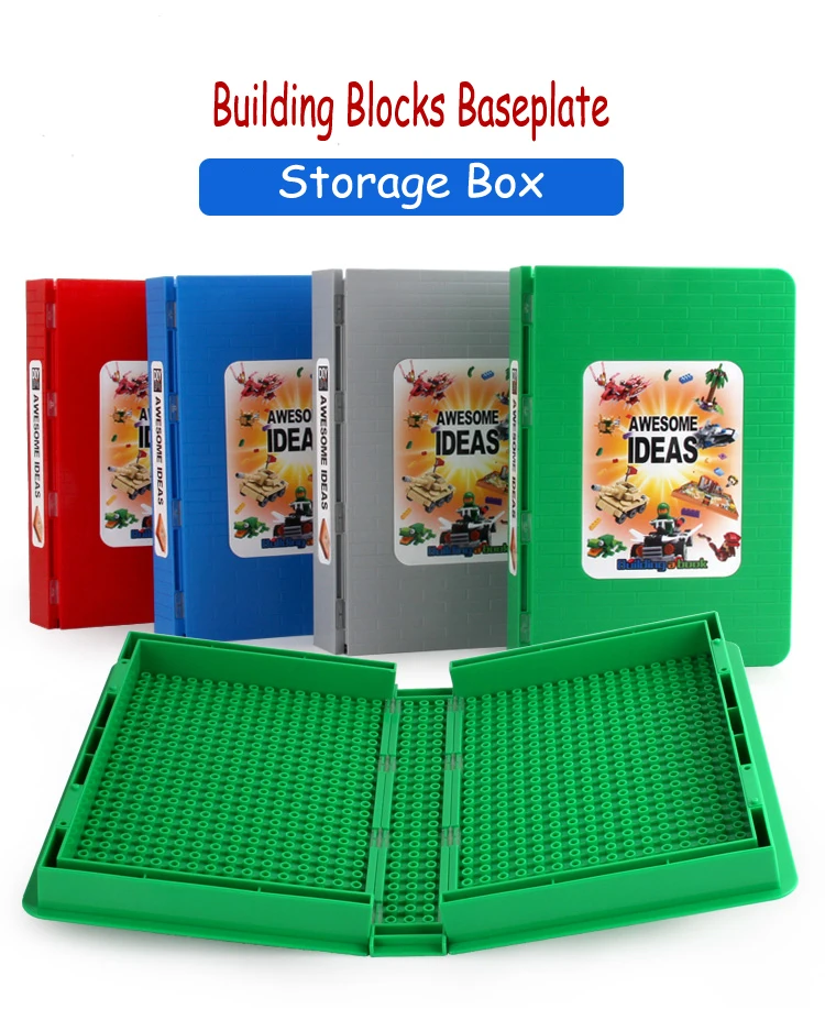 Plastic Building Blocks Baseplate Storage Box Book Shape Gift ...