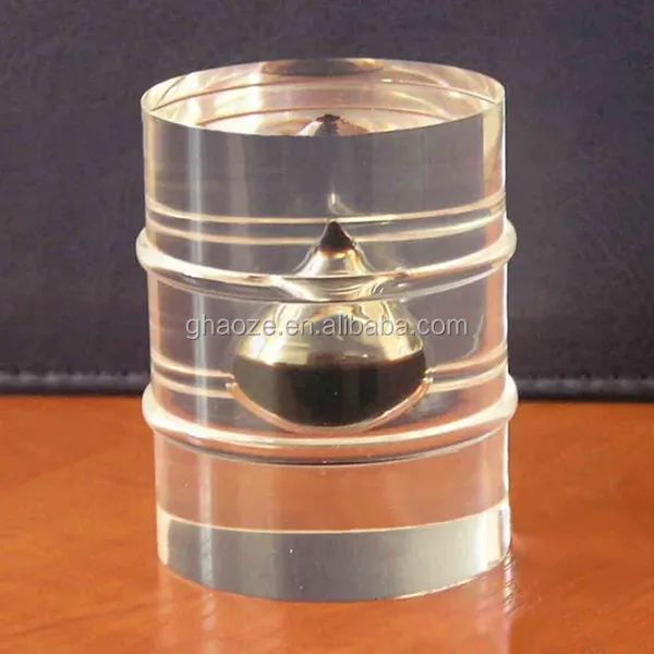 Custom Clear Resin Gift Craft Barrel Shaped Acrylic Oil Drop Paperweight