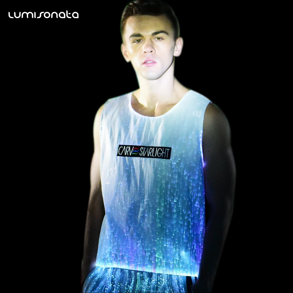 2021 New Design Luminous Fiber Optic Wholesale Glow In The Dark T Shirt ...