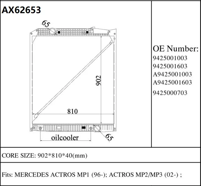 Tractor Parts Aluminum Truck Radiator For Mercedesactros Mp1 Actros Mp2 ...