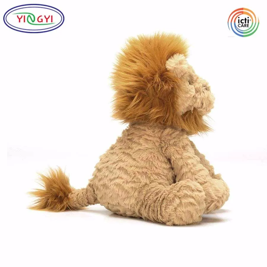 A591 Wild Lion Fluffy Animal Plush Toy Stuffed Brown Sitting Embossed ...