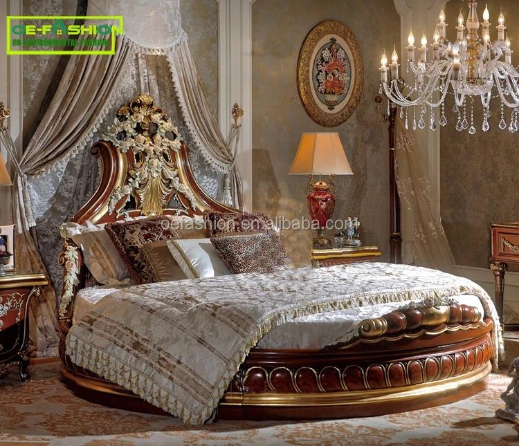 Vb05- French Style Round Bed,Solid Wood Hand Carved Round Bed,Luxury ...