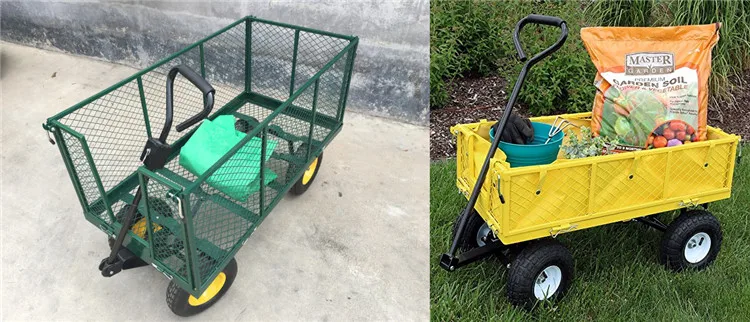Steel Wire Mesh Metal Folding Garden Wagon With Waterproof Cloth - Buy ...